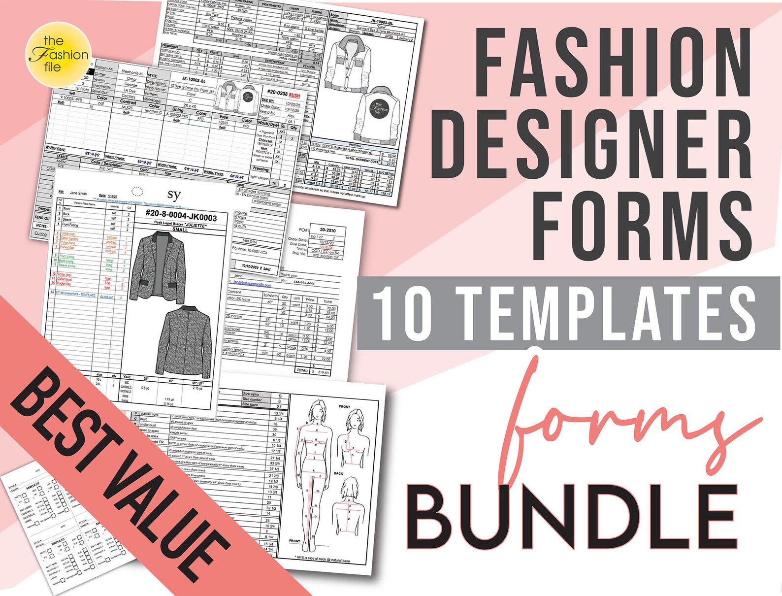 Fashion Designer FORMS TEMPLATES Pack Cost Sheet Pattern - Etsy