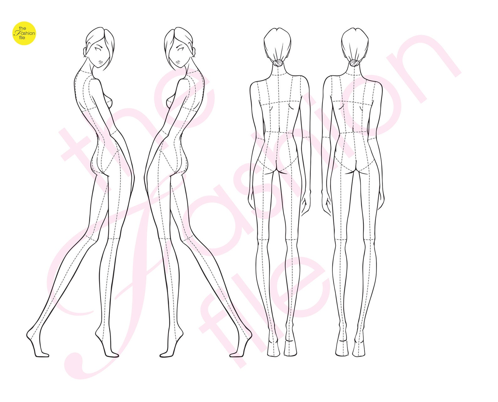 FASHION FIGURES 25 TEMPLATES Pack 9-head Female Sketches - Etsy