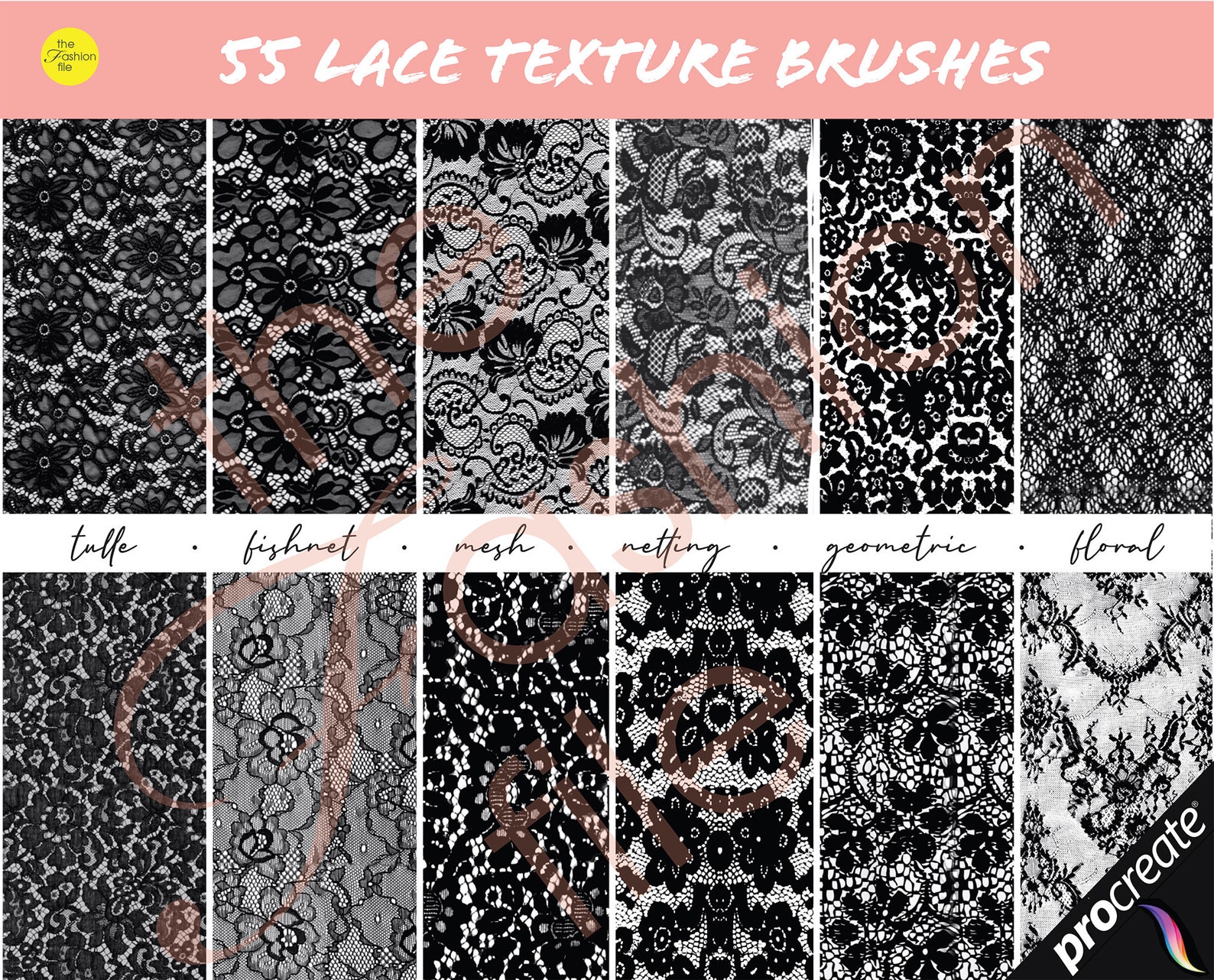 83 PROCREATE FASHION BRUSHES Lace Fabric Textures Brushes - Etsy