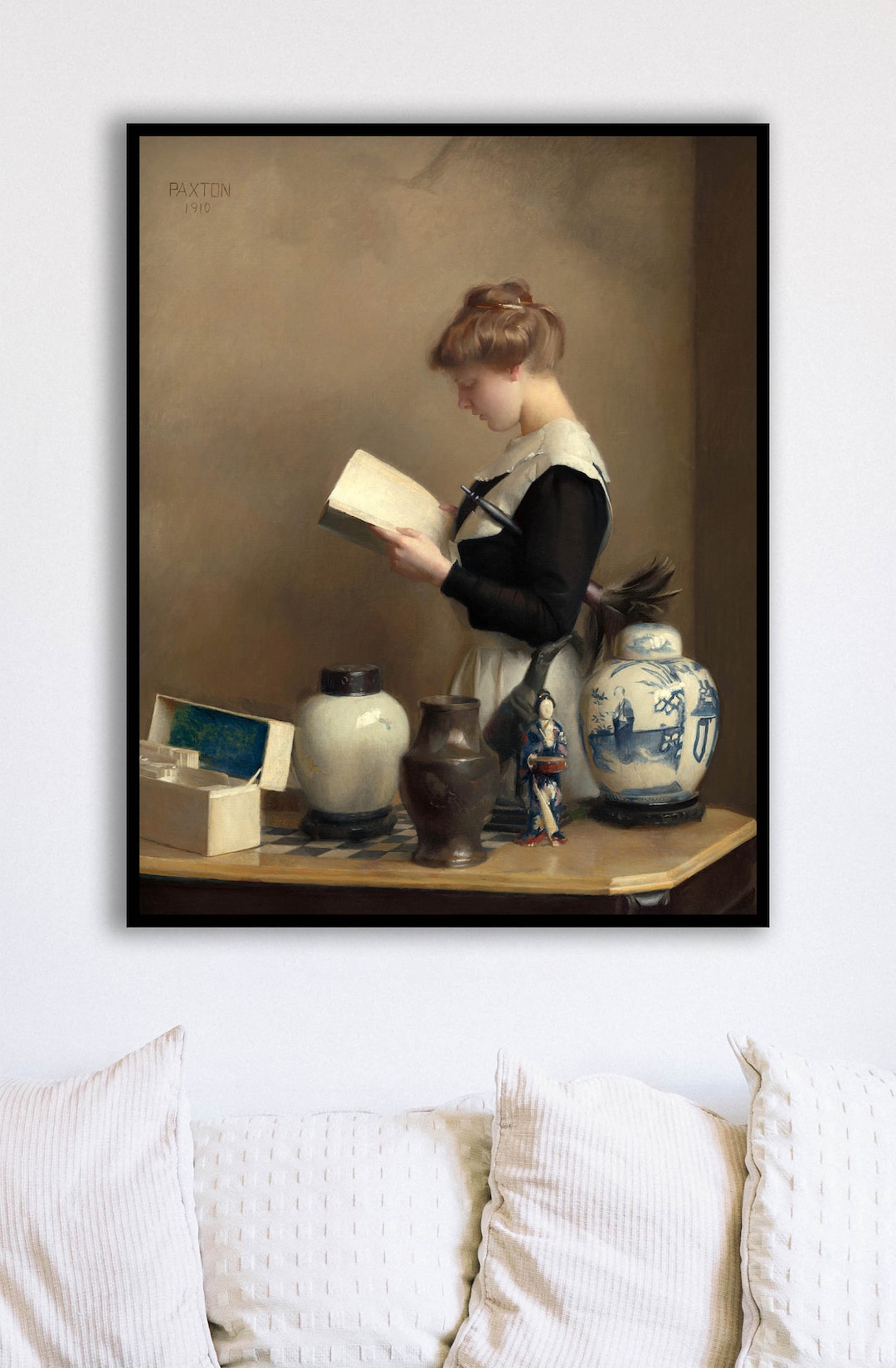 Vintage Female Portrait of Maid Reading | Oil Painting by William ...