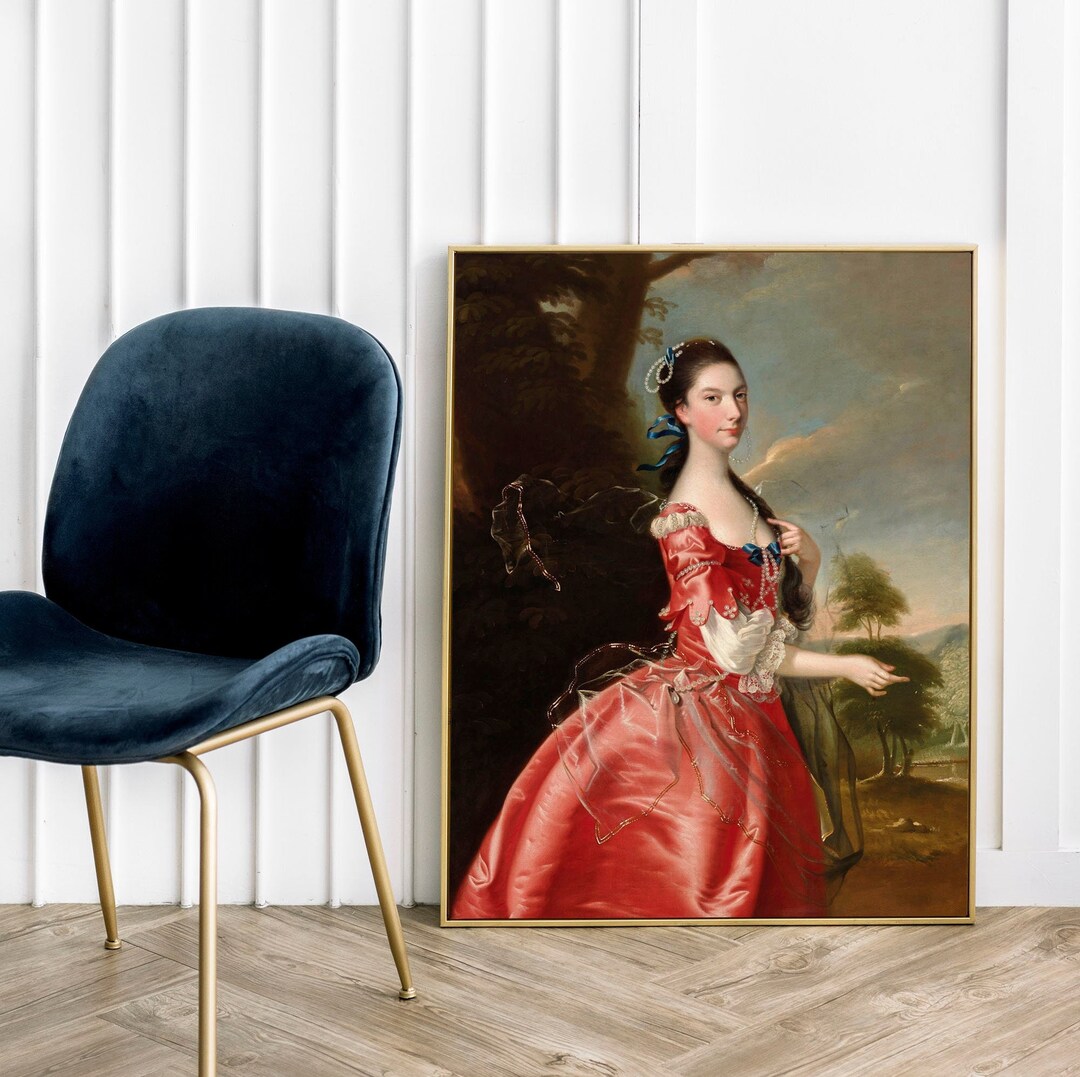 Maximalist Female Portrait, 18th Century Rococo Wall Decor, Giclee Fine ...