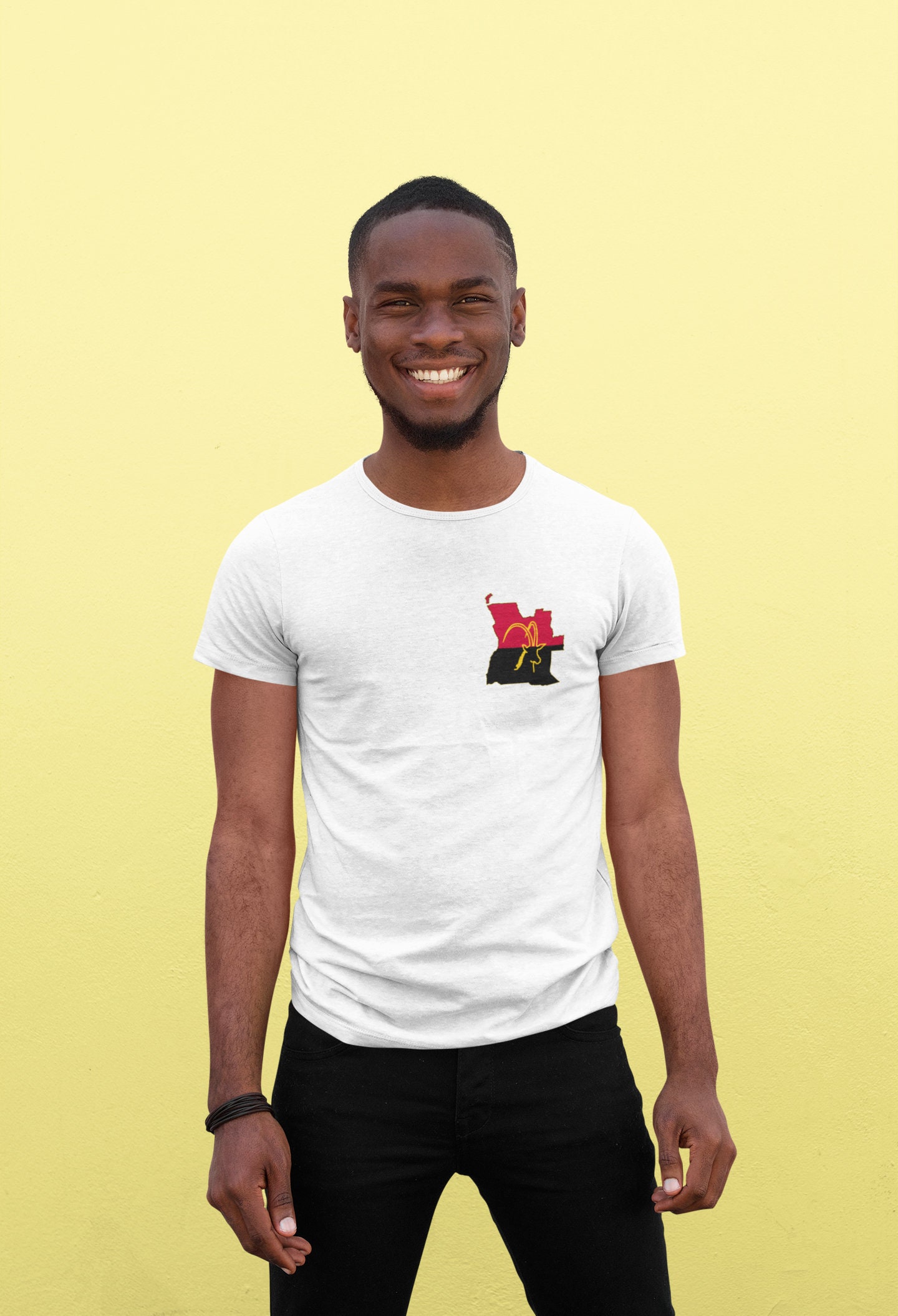 Angola Map With Sable Antelope - Palanca Negra -- Short-sleeve T-shirt ...