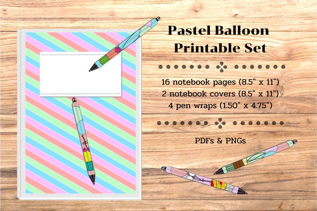 Floated Balloon Printable Set | Journal Pages, Notebook Covers, 8.5x11 ...