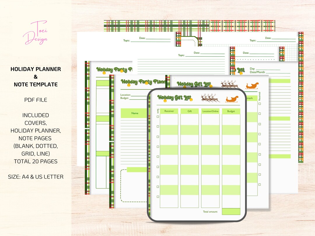 Holiday Planner and Note Template for Christmas Preparation | Instant ...