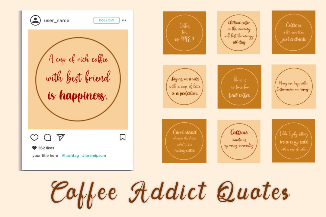 10 Coffee Addict Social Media Quote & 5 IG Highlight Icon | Icon ...