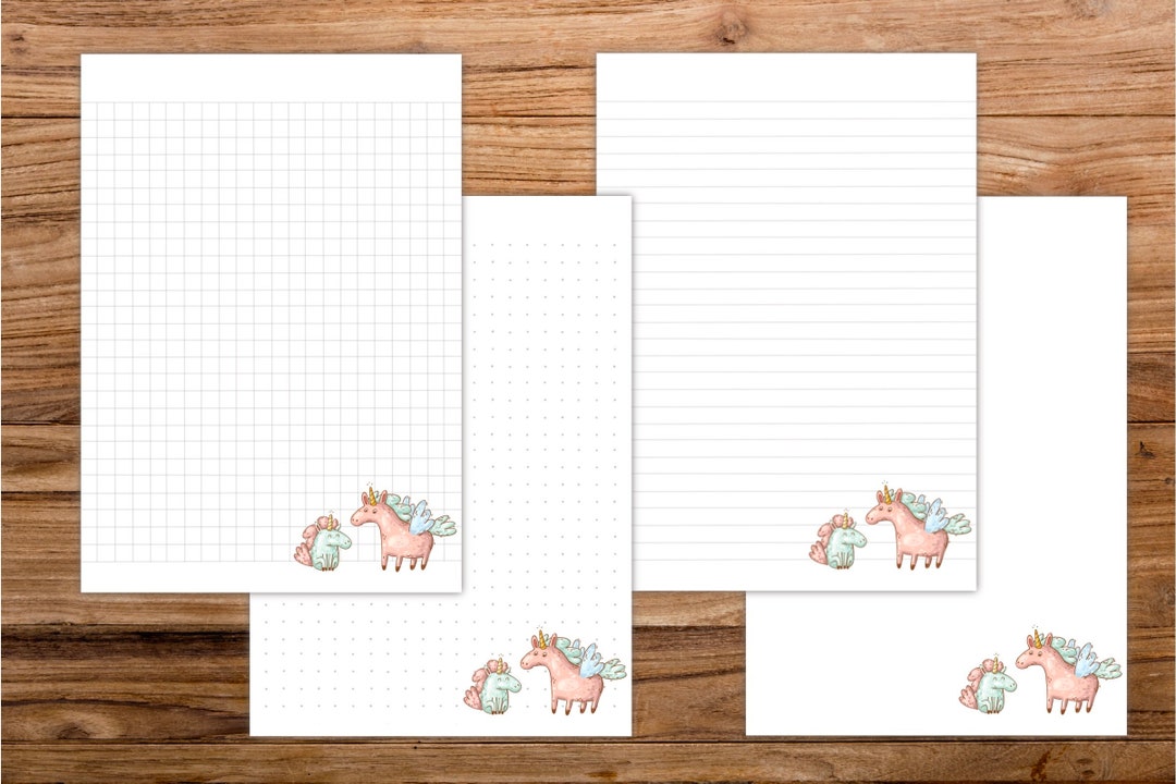 Unicorn Writing Papers | Printable Stationary, Digital Planner - Etsy