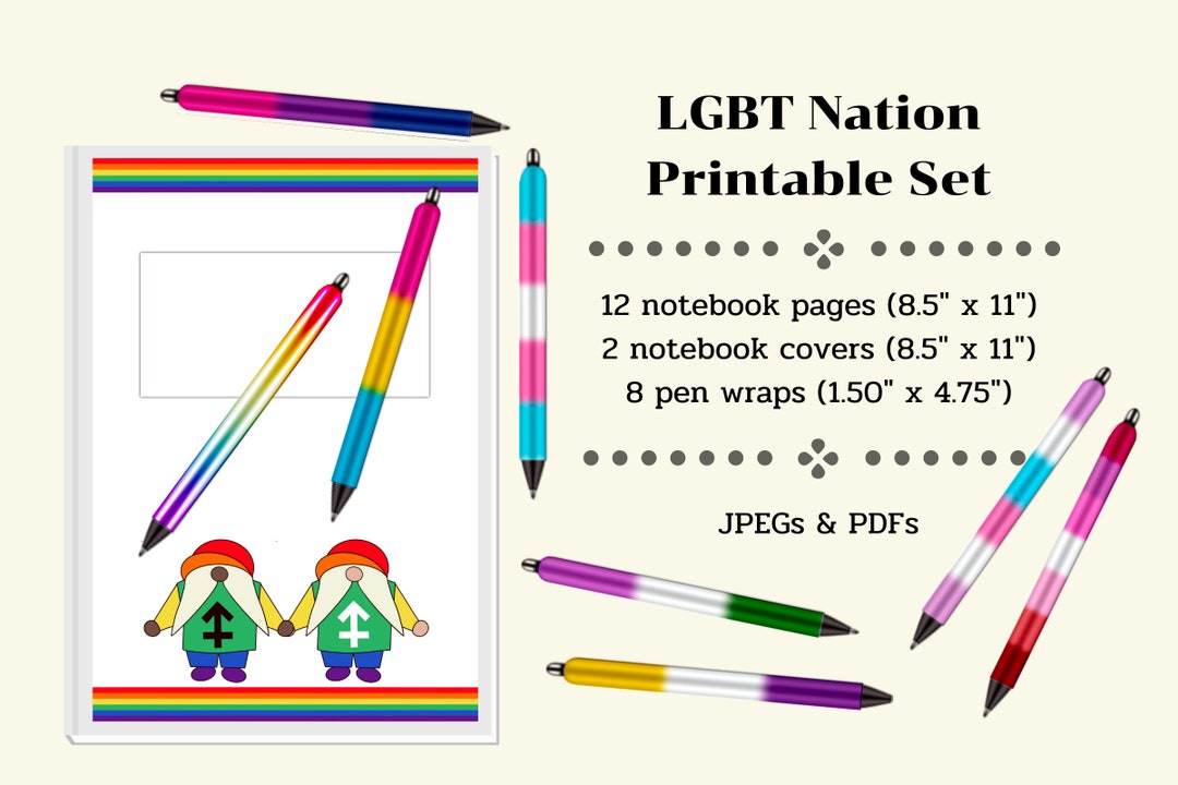 LGBT Nations Printable Set | Journal Pages, Notebook Covers, 8.5x11 ...