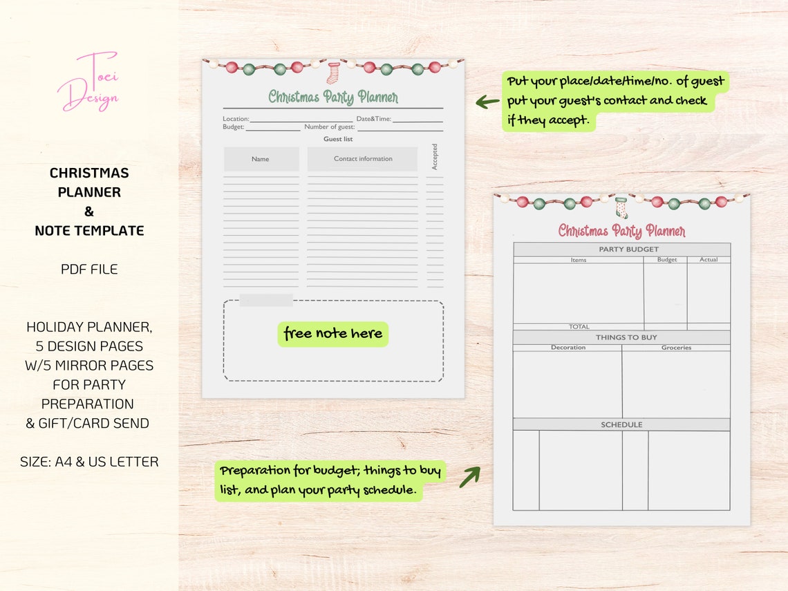 Christmas Planner and Note Template for Christmas Preparation | Instant ...