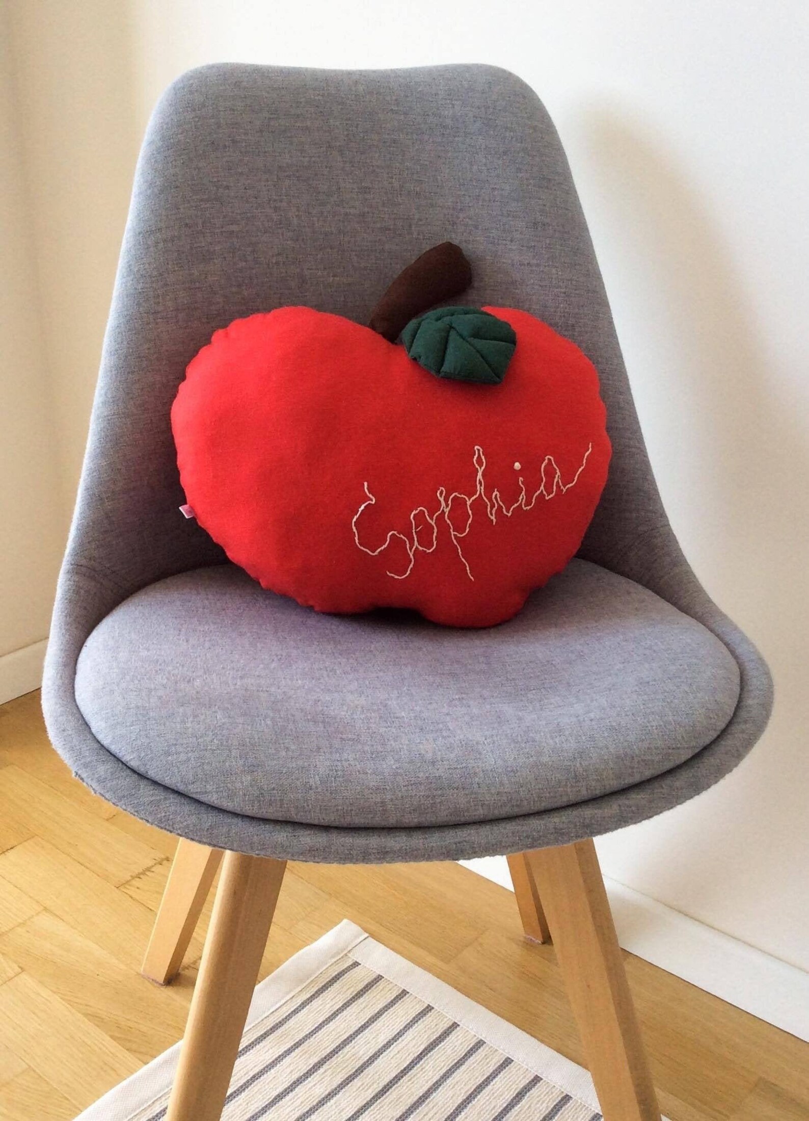 Red Apple Pillow, Linen Kids Room Cushion - Etsy