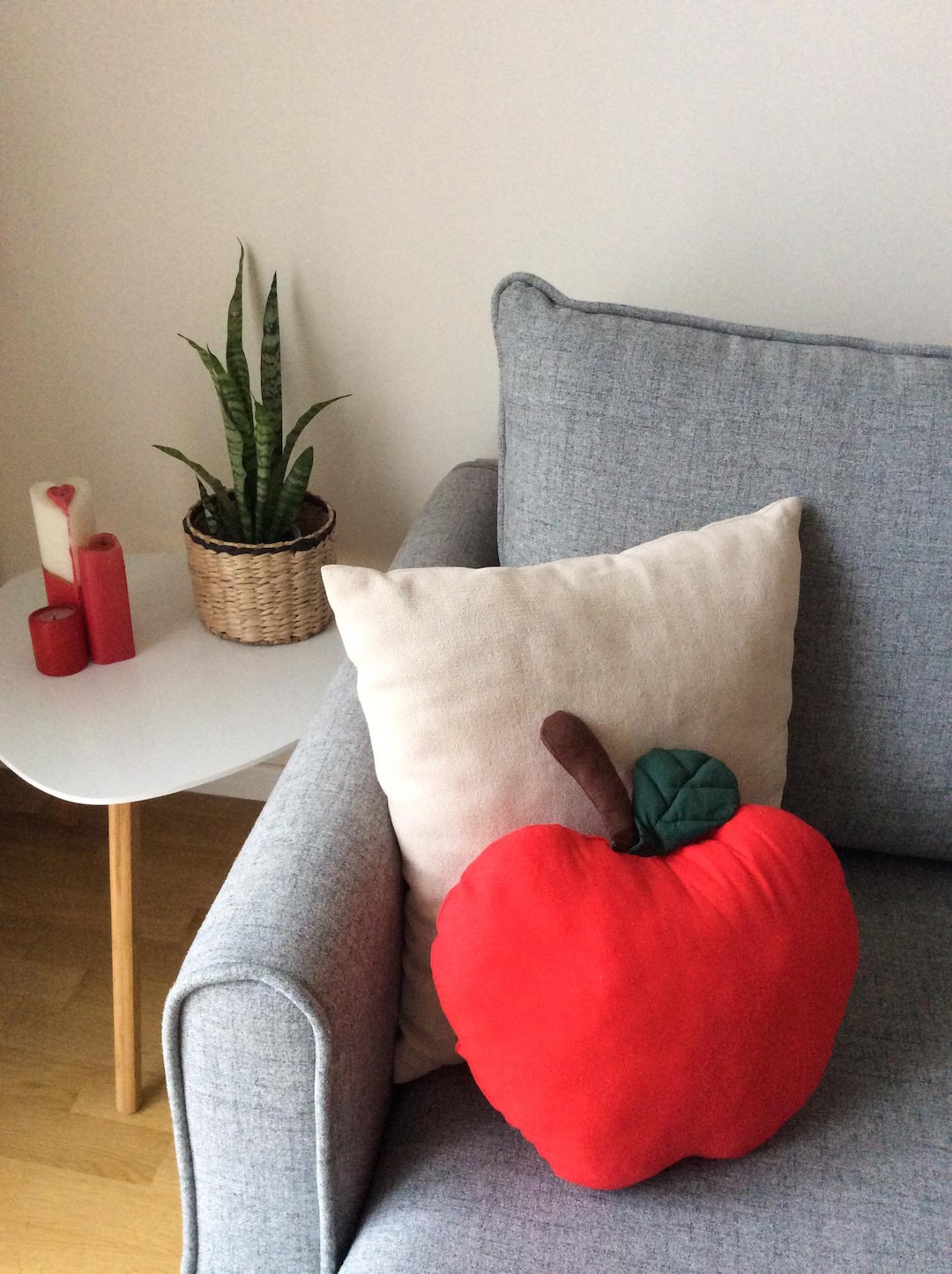 Red Apple Pillow, Linen Kids Room Cushion - Etsy