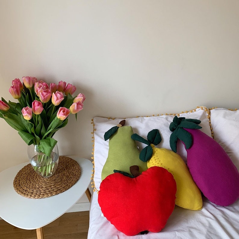 Red Apple Pillow, Linen Kids Room Cushion - Etsy