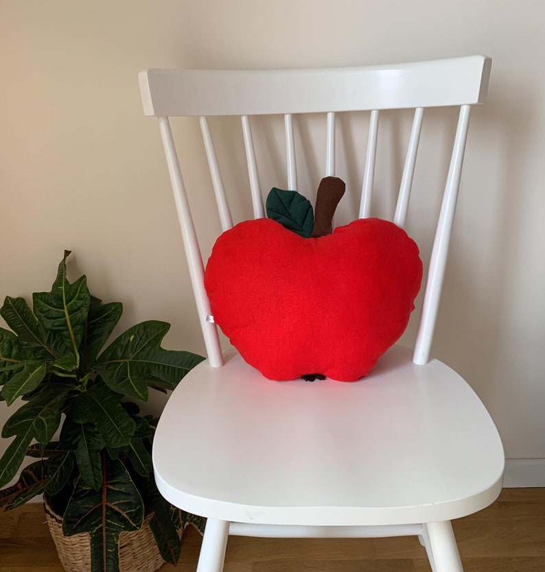 Red Apple Pillow, Linen Kids Room Cushion - Etsy