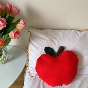 Red Apple Pillow, Linen Kids Room Cushion - Etsy