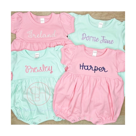 Baby Toddler Girl Monogram Bubble Romper Personalized Gift - Etsy