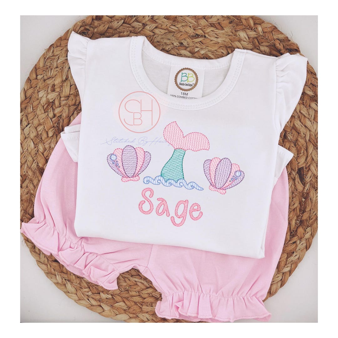 Girls Mermaid Shirt, Girls Personalized Mermaid Party Shirt With Name ...