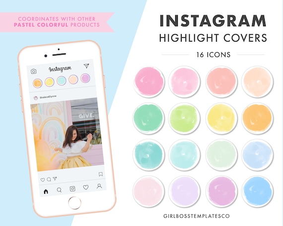 Pastel Rainbow Instagram Highlight Covers Colorful Instagram | Etsy