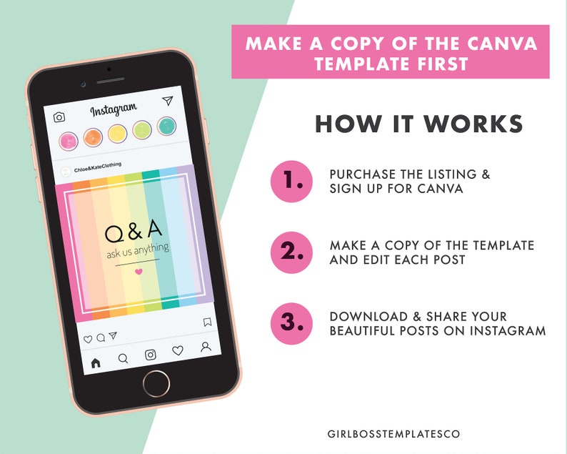 Clothing Boutique Instagram Post Templates: Bright Branding (canva) - Etsy