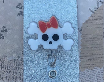 Skull Badge Reel Skull and Bandana Badge Reel Girl Skull Skull and Red ...