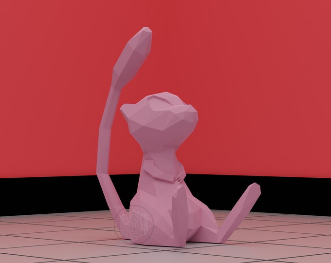 DIY 3D Mew Pokemon Paper Model, Low Poly Pokemon, DIY Paper 3D Art ...