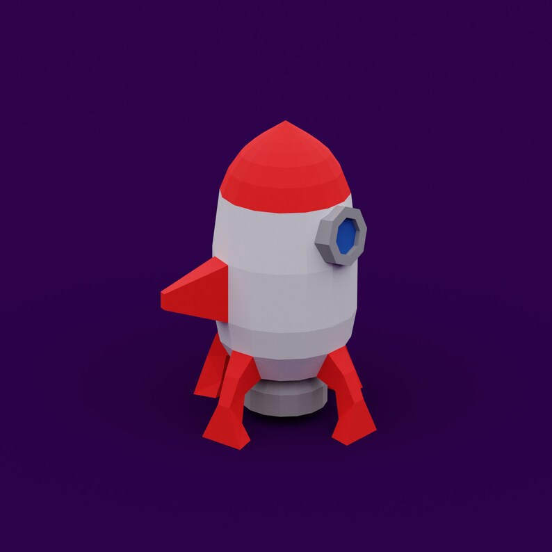 DIY 3D Rocket Paper Model, Low Poly, DIY Paper 3D Art, Printable 3D ...