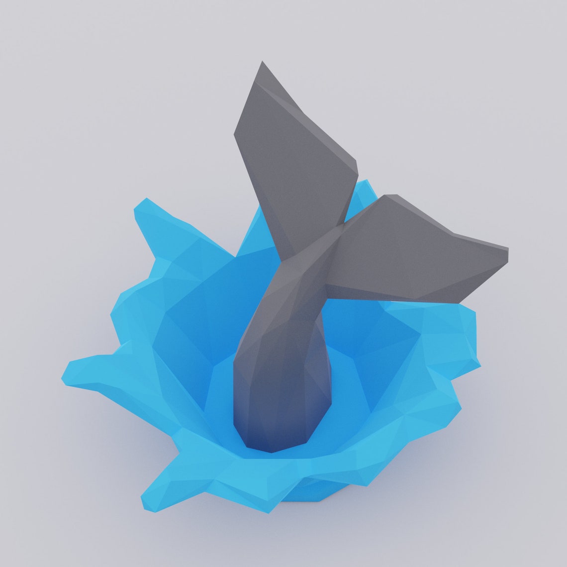 DIY 3D Diving Whale Paper Model Low Poly Animal DIY Paper 3D - Etsy UK