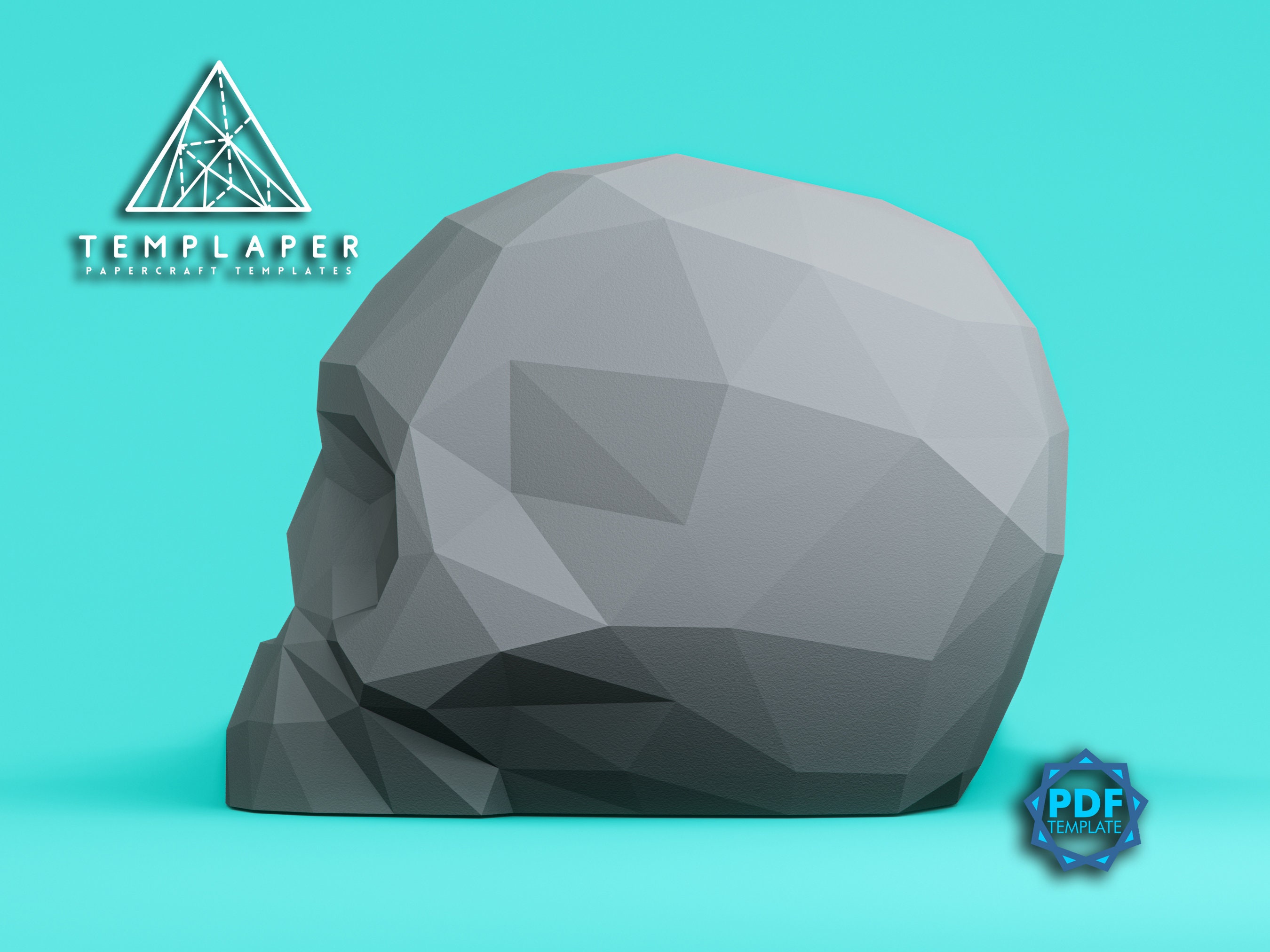 DIY 3D Human Skull Paper Model, Skull Paper 3D, Low Poly Human Skull ...