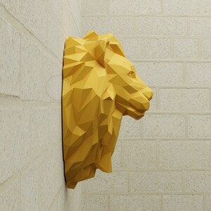 DIY 3D Lion Head Paper Model, Lion Paper Trophy, Low Poly Animal, DIY ...