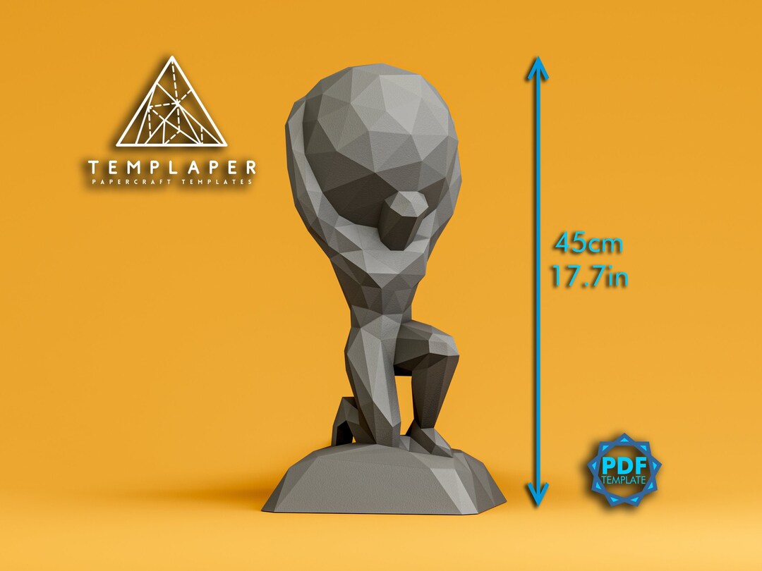 DIY 3D Atlas Paper Model, Low Poly Sculpture, DIY Paper 3D Art ...