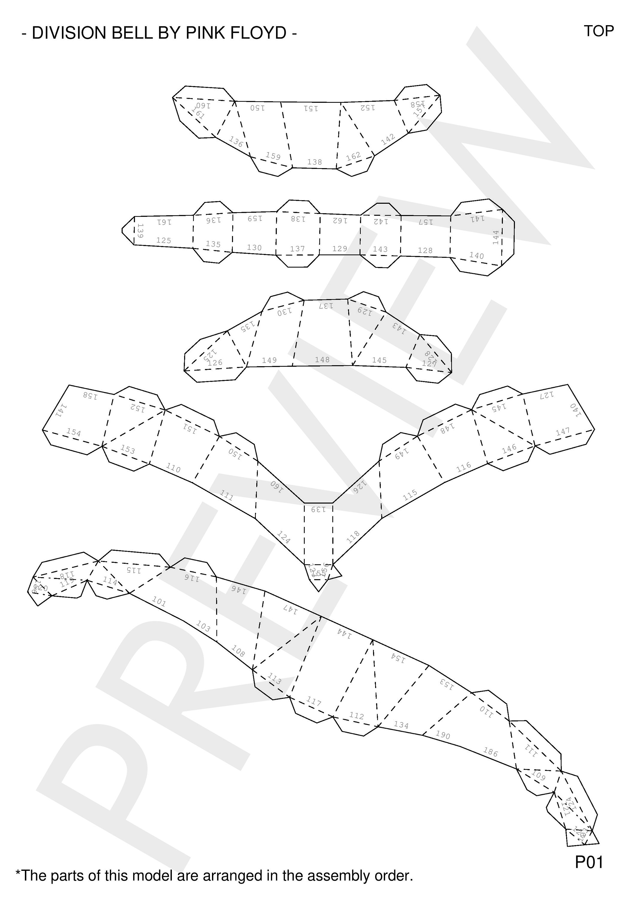 DIY 3D Division Bell Paper Model, Pink Floyd Paper 3D, Low Poly Pink ...