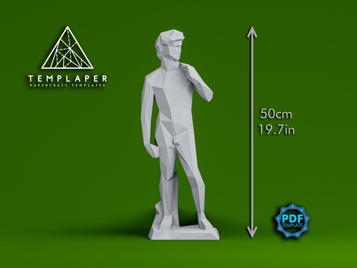 DIY 3D David michelangelo Paper Model Low Poly Sculpture | Etsy