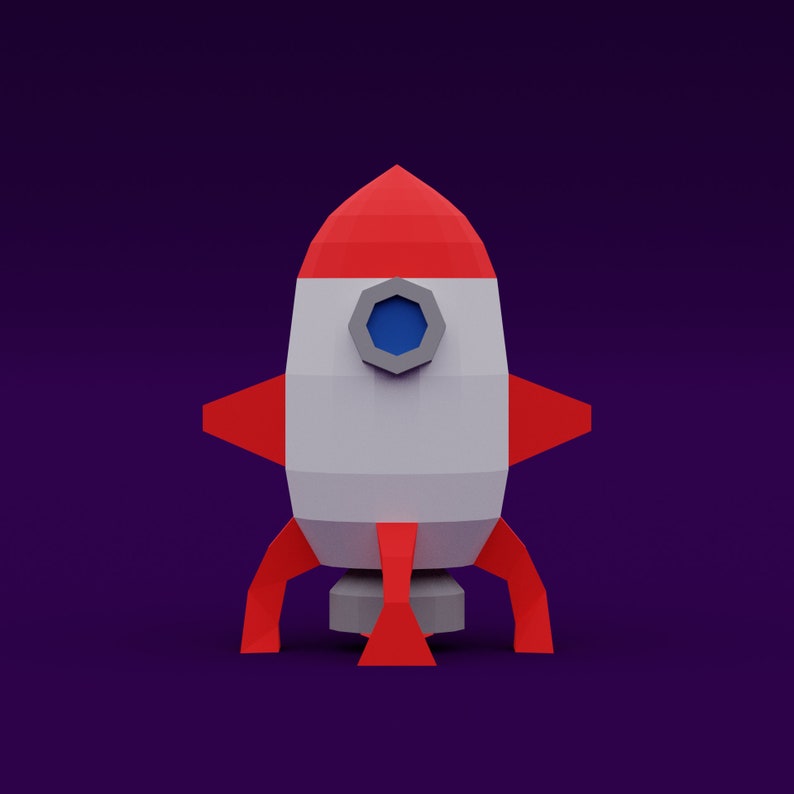 DIY 3D Rocket Paper Model, Low Poly, DIY Paper 3D Art, Printable 3D ...