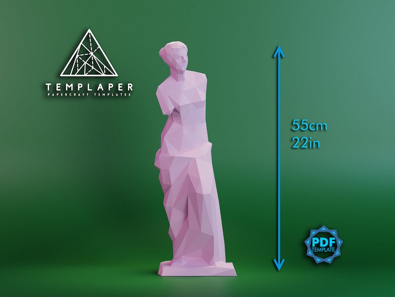 DIY 3D Venus De Milo Paper Model, Low Poly Sculpture, Do It Yourself ...