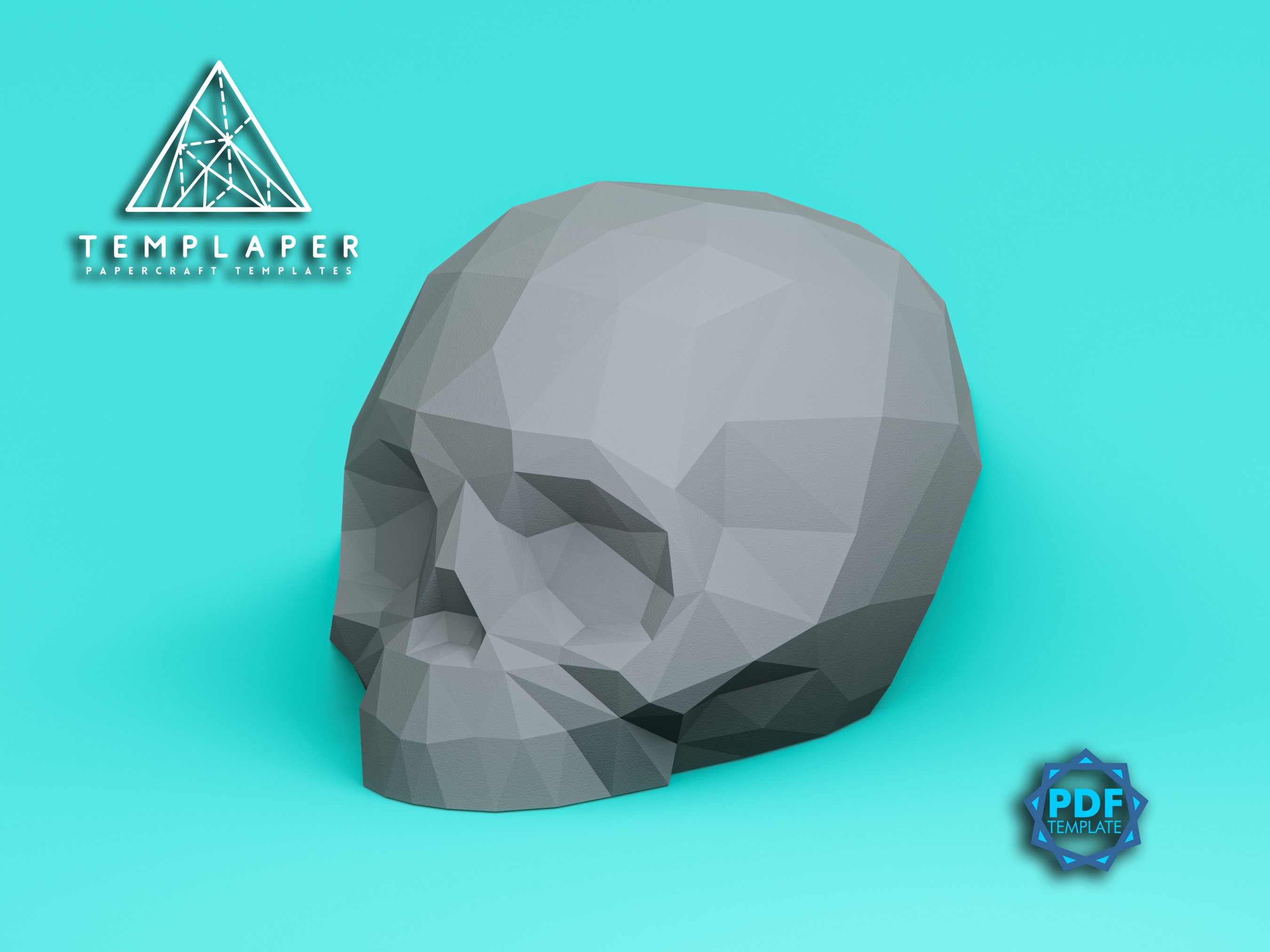 DIY 3D Human Skull Paper Model, Skull Paper 3D, Low Poly Human Skull ...