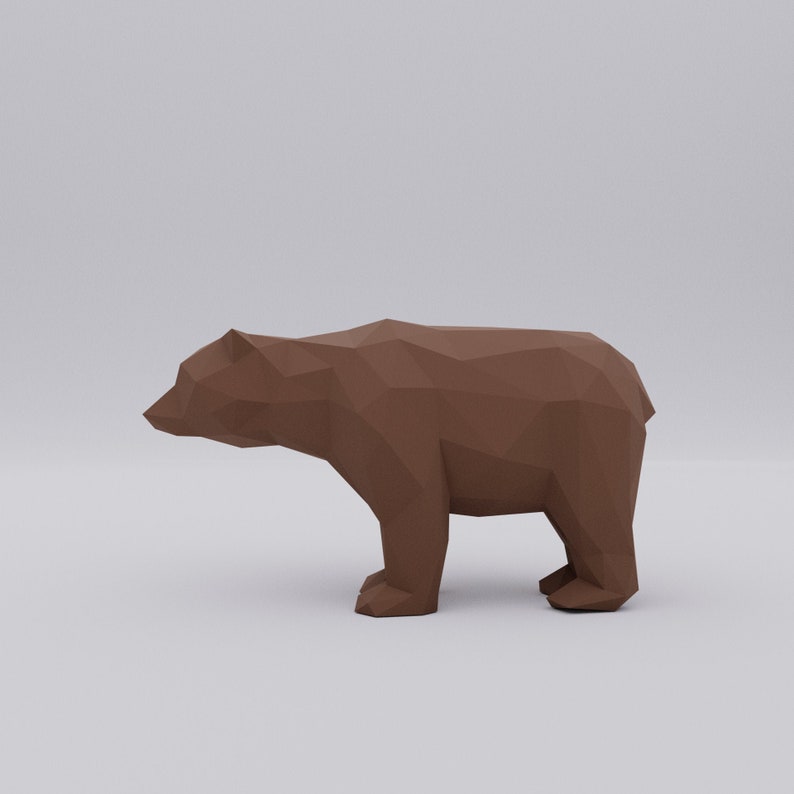 DIY 3D Bear Paper Model, Low Poly Animal, DIY Paper 3D Art, Printable ...