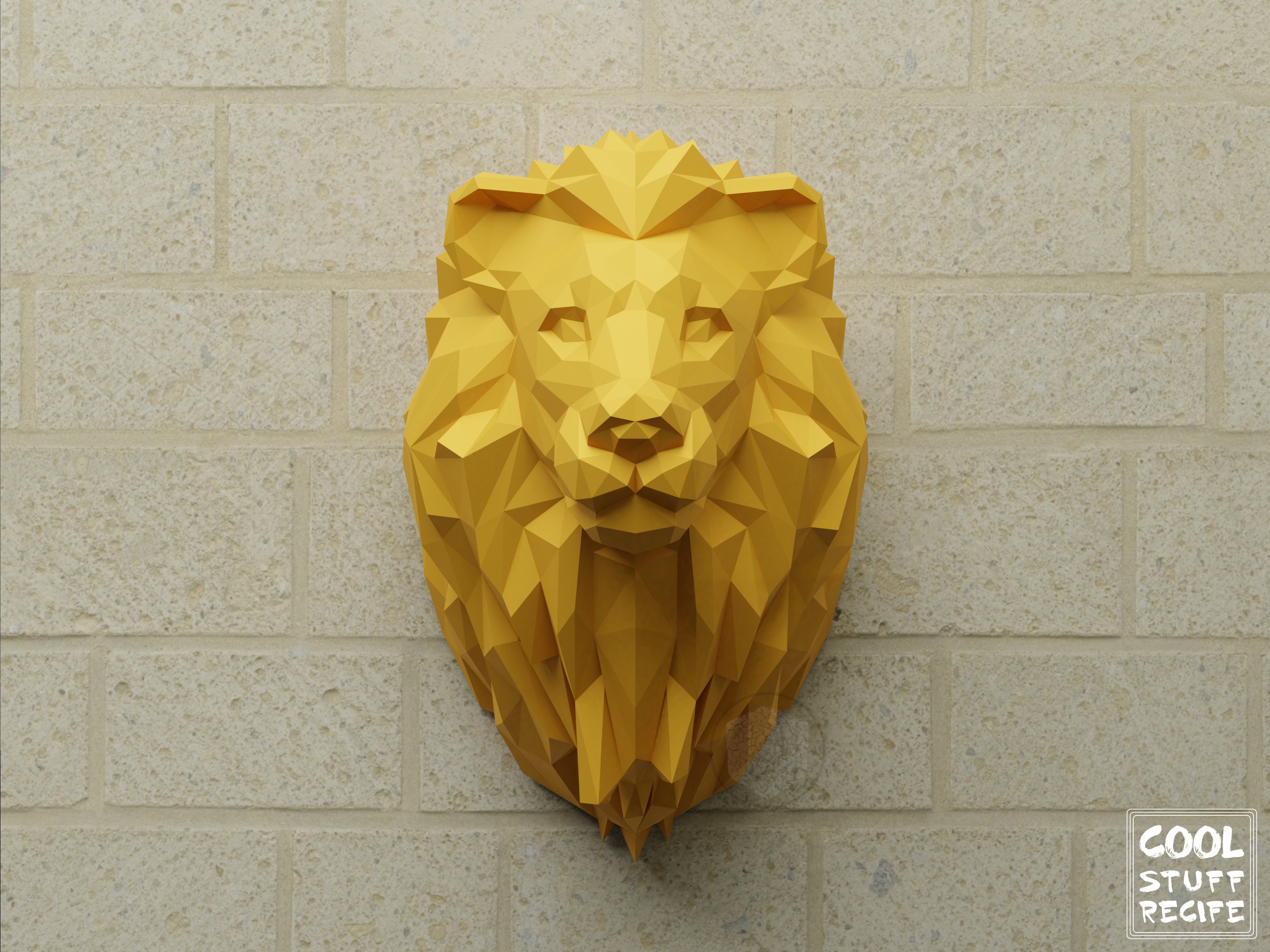 DIY 3D Lion Head Paper Model, Lion Paper Trophy, Low Poly Animal, DIY ...