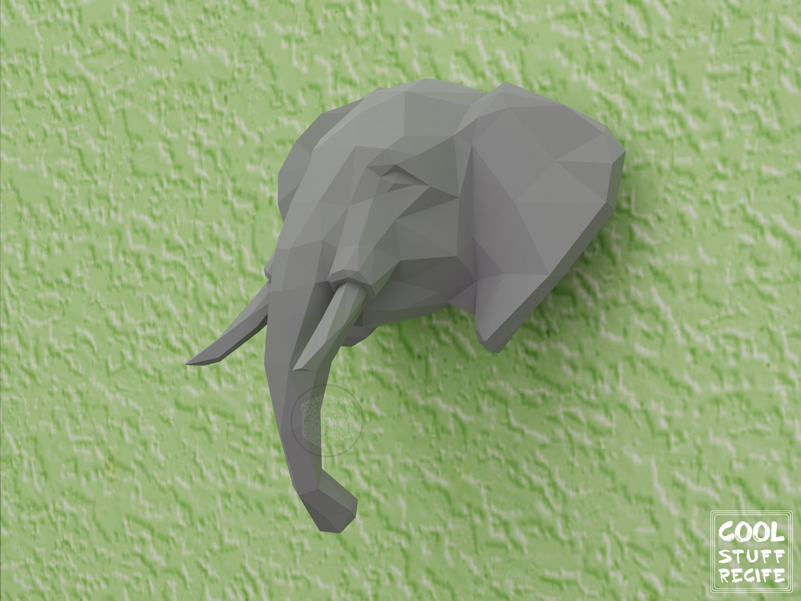 DIY 3D Elephant Head Paper Model, Elephant Trophy, Low Poly Animal, DIY ...