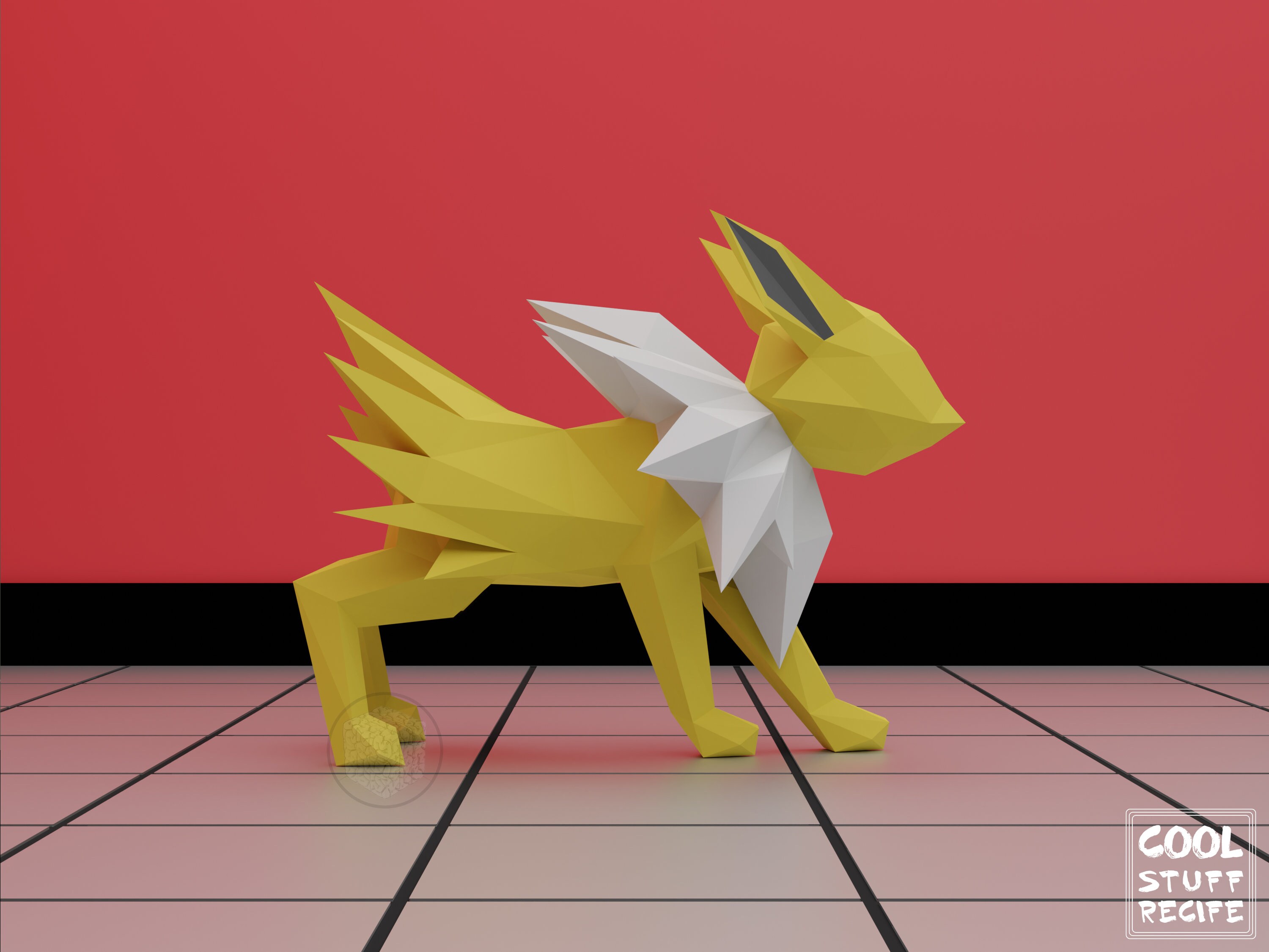 DIY 3D Jolteon Pokemon Paper Model, Low Poly Pokemon, DIY Paper 3D Art ...
