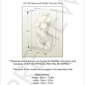DIY 3D Female Torso Paper Model, Low Poly Sculpture, DIY Paper 3D Art ...