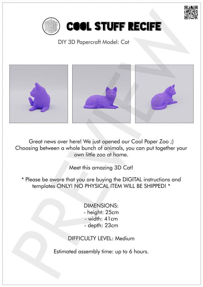 DIY 3D Cat Paper Model Low Poly Animal DIY Paper 3D Art | Etsy