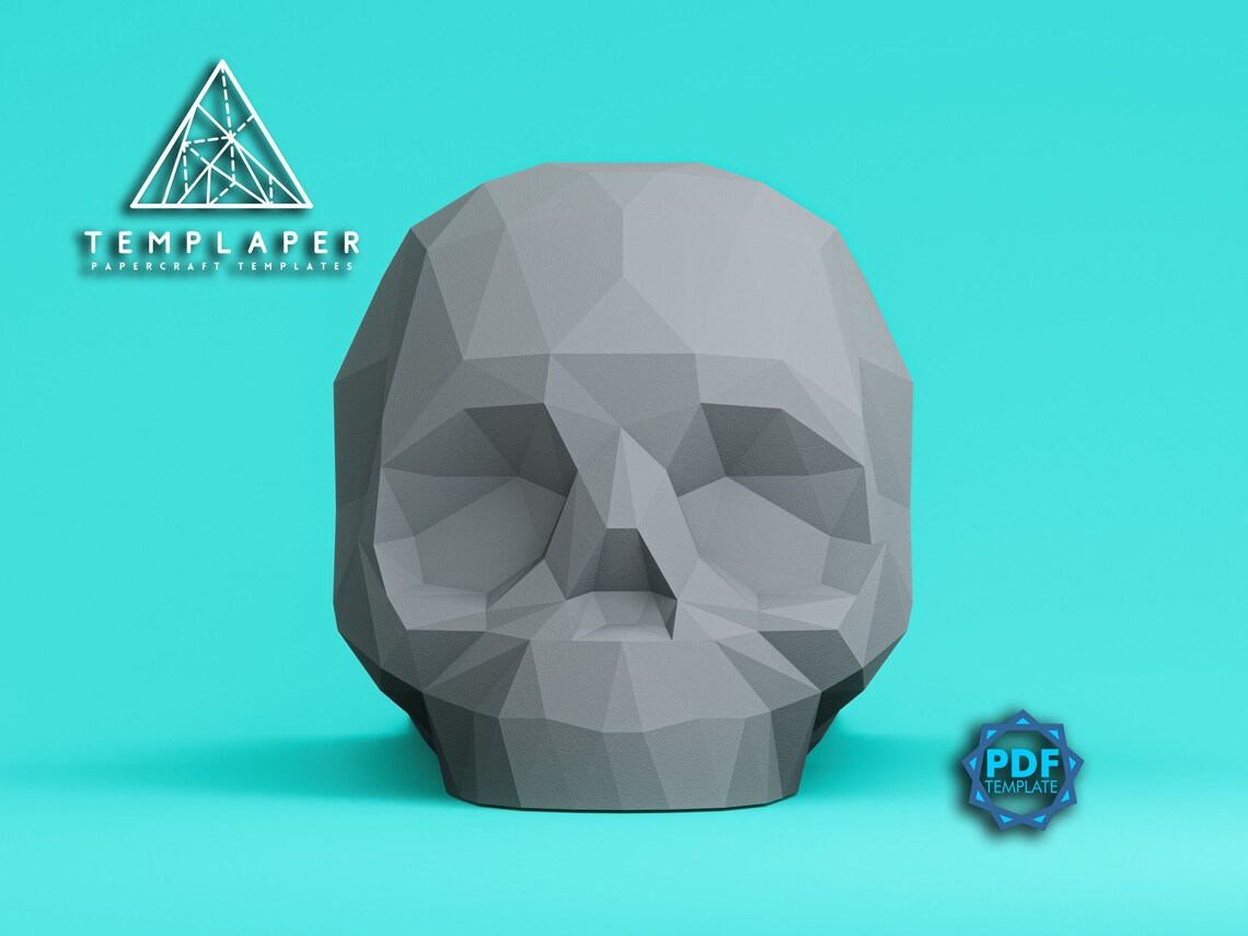 DIY 3D Human Skull Paper Model, Skull Paper 3D, Low Poly Human Skull ...