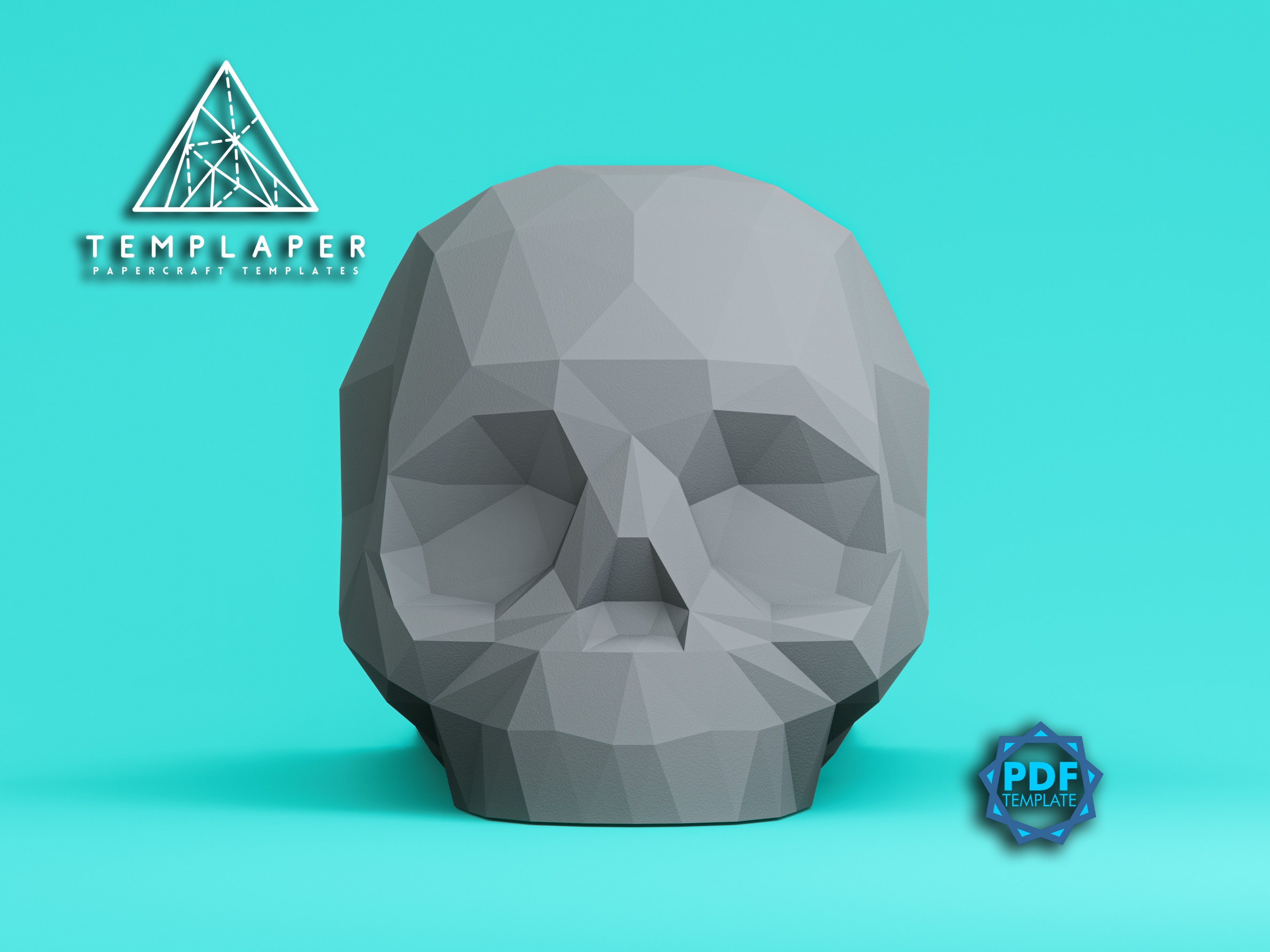 DIY 3D Human Skull Paper Model, Skull Paper 3D, Low Poly Human Skull ...