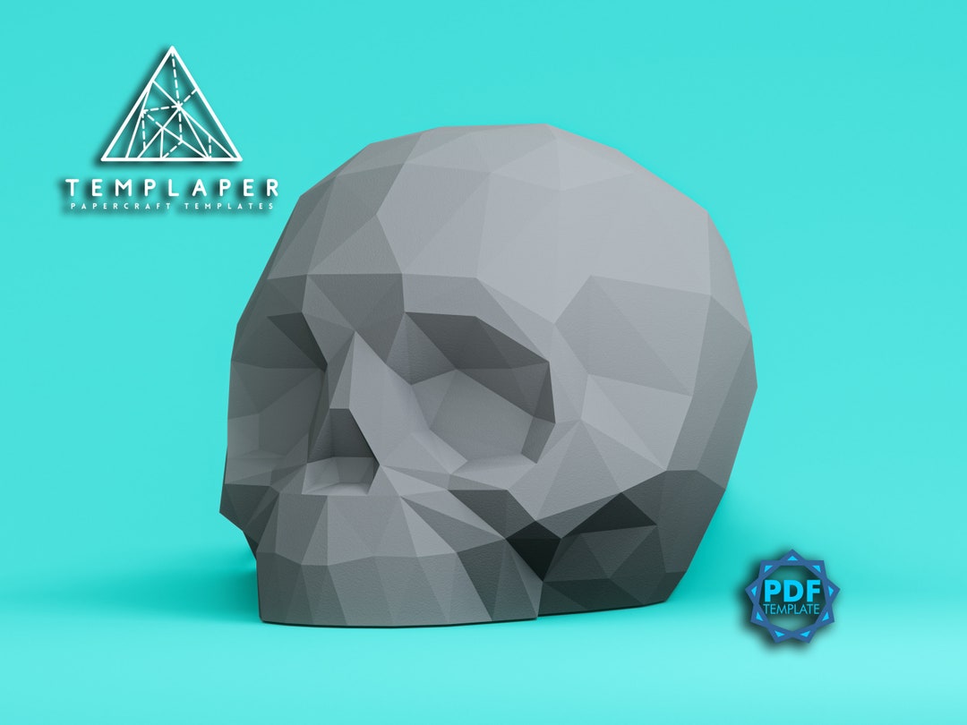 DIY 3D Human Skull Paper Model, Skull Paper 3D, Low Poly Human Skull ...