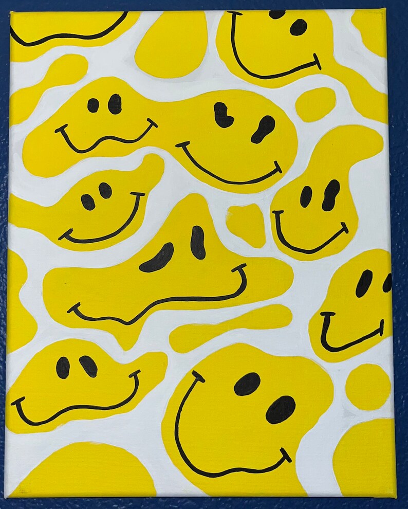 Melting Smiley Face Painting - Etsy