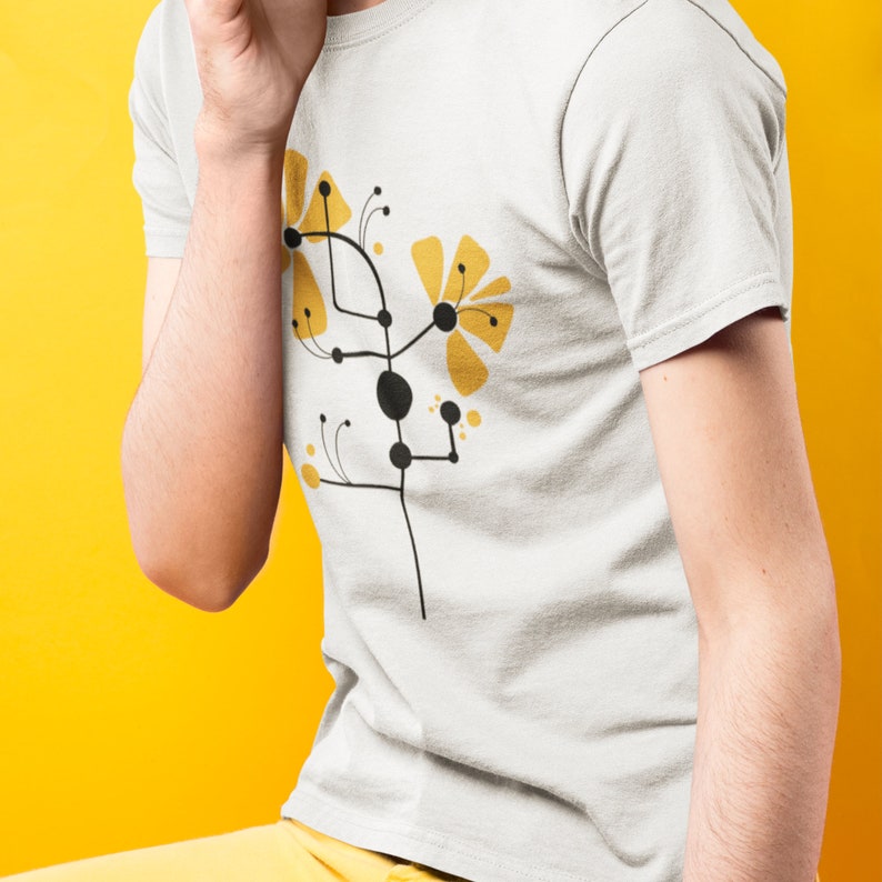 Happy Flowers T-shirt Mid Century Modern Tees Graphic Design Tees ...