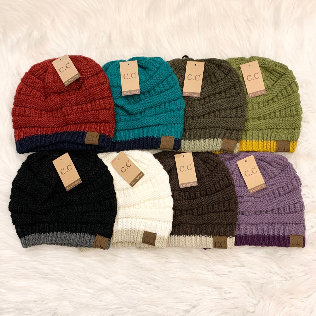 C.C Classic Two-tone Beanies for Adults Winter Hats Winter - Etsy