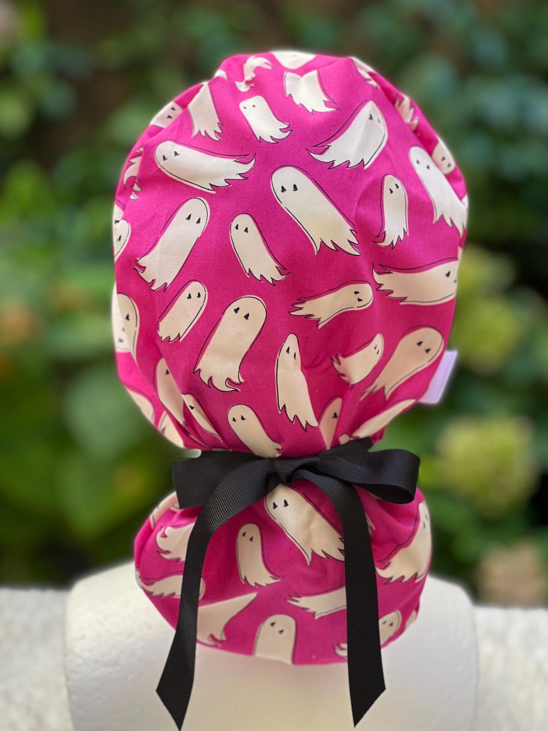 Pink Ghost Scrub Cap, Fall Scrub Cap, Autumn Scrub Cap, Halloween Scrub ...