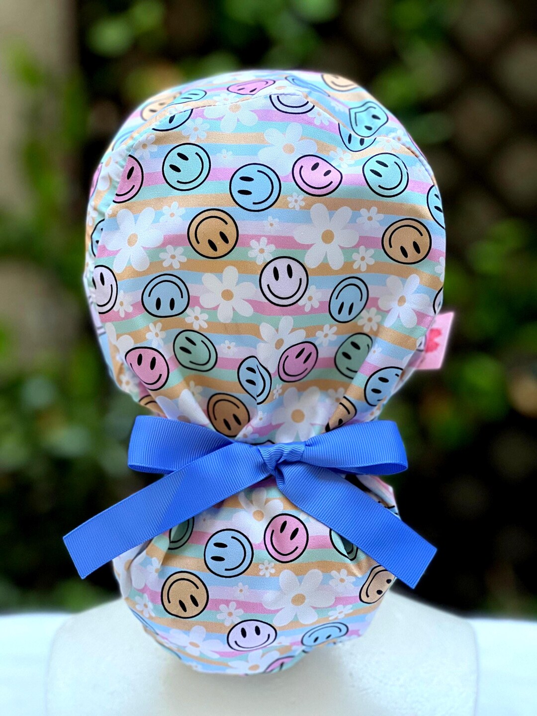 Retro Smiley Face Scrub Cap, Ribbon Scrub Cap, Nurse Anesthesiologist ...