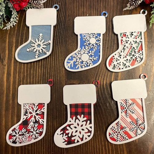 Stocking Ornament Snowflake Bundle Digital SVG File Laser - Etsy