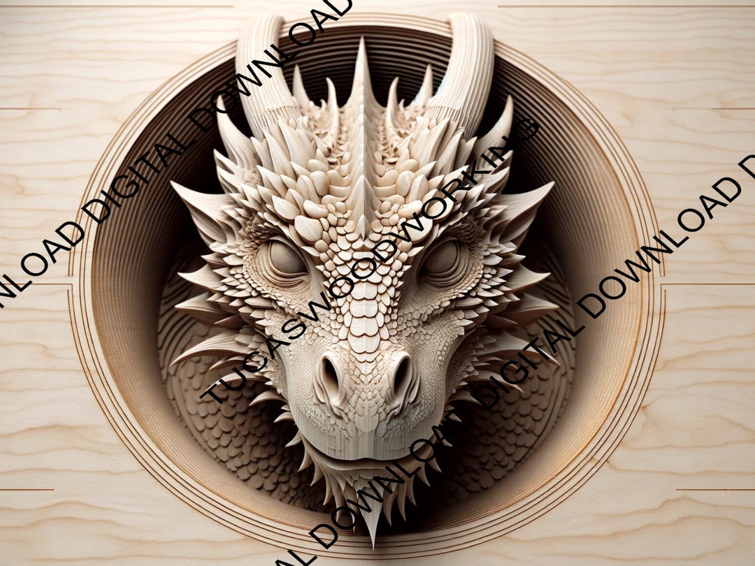 Dragon Face 3D Laser Engrave Illusion - Png, Jpg, Svg - Etsy