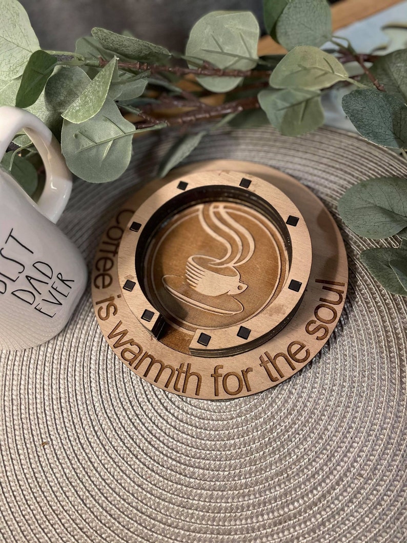 No Spill Coffee Coaster Digital File SVG Glowforge - Etsy